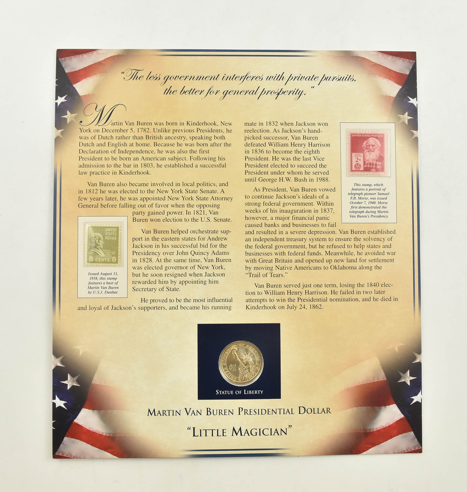 US Stamp & Presidential Dollar Beautifully Displayed Coin Set Story ...