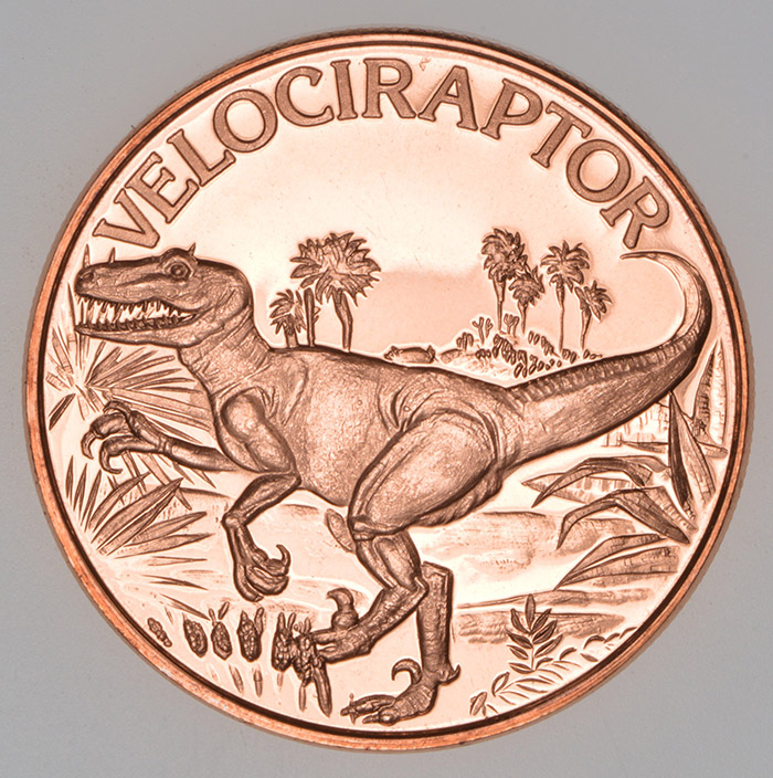 Velociraptor - Dinosaur - 1 Oz Round - .999 Fine Copper | Property Room
