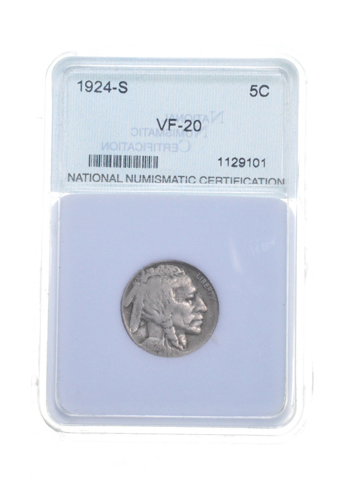 VF20 1924-S Indian Head Buffalo Nickel - Graded NNC | Property Room