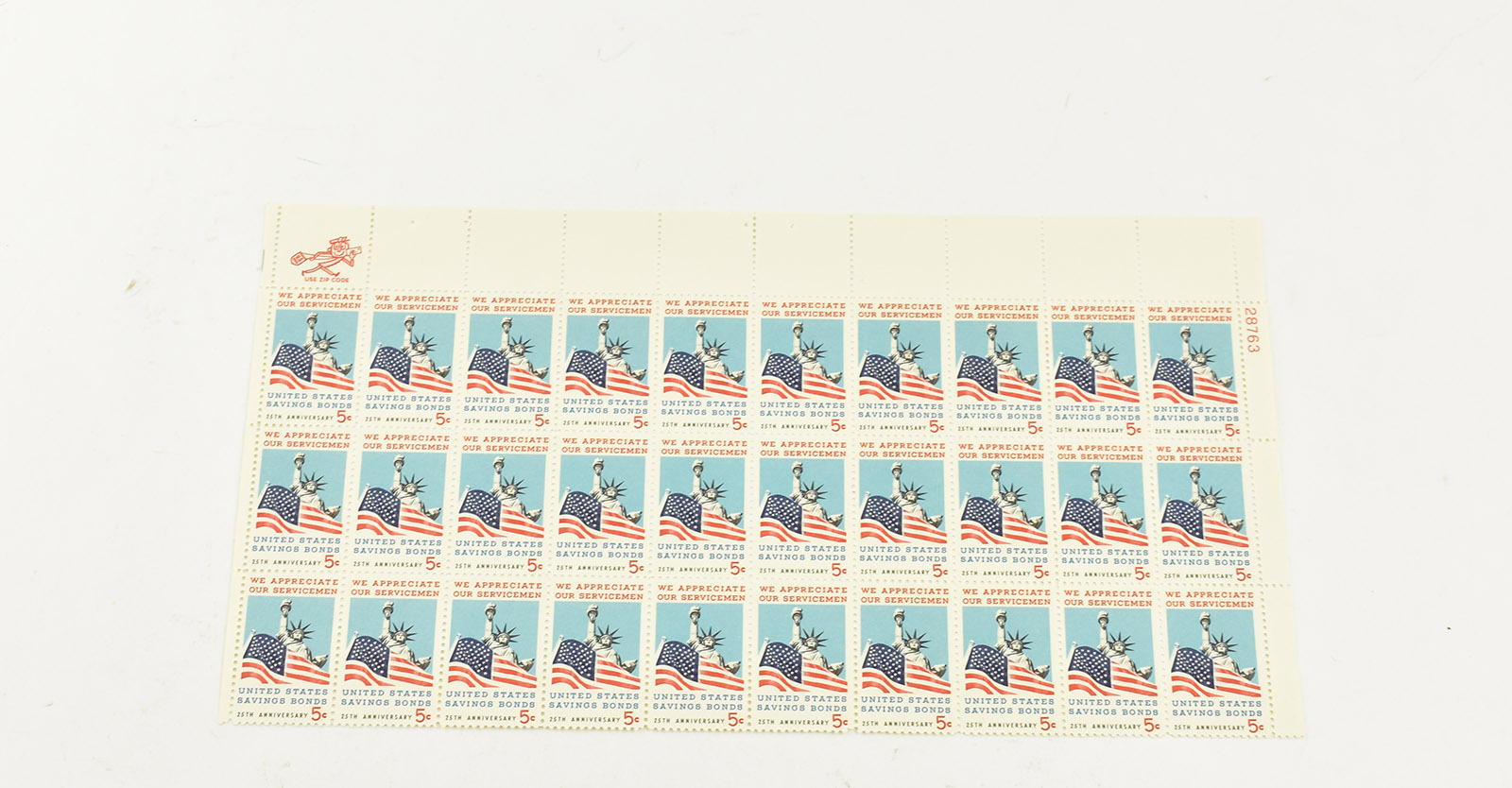 VINTAGE - UNUSED Entire SHEET Real USPS Postage Stamps! | Property Room