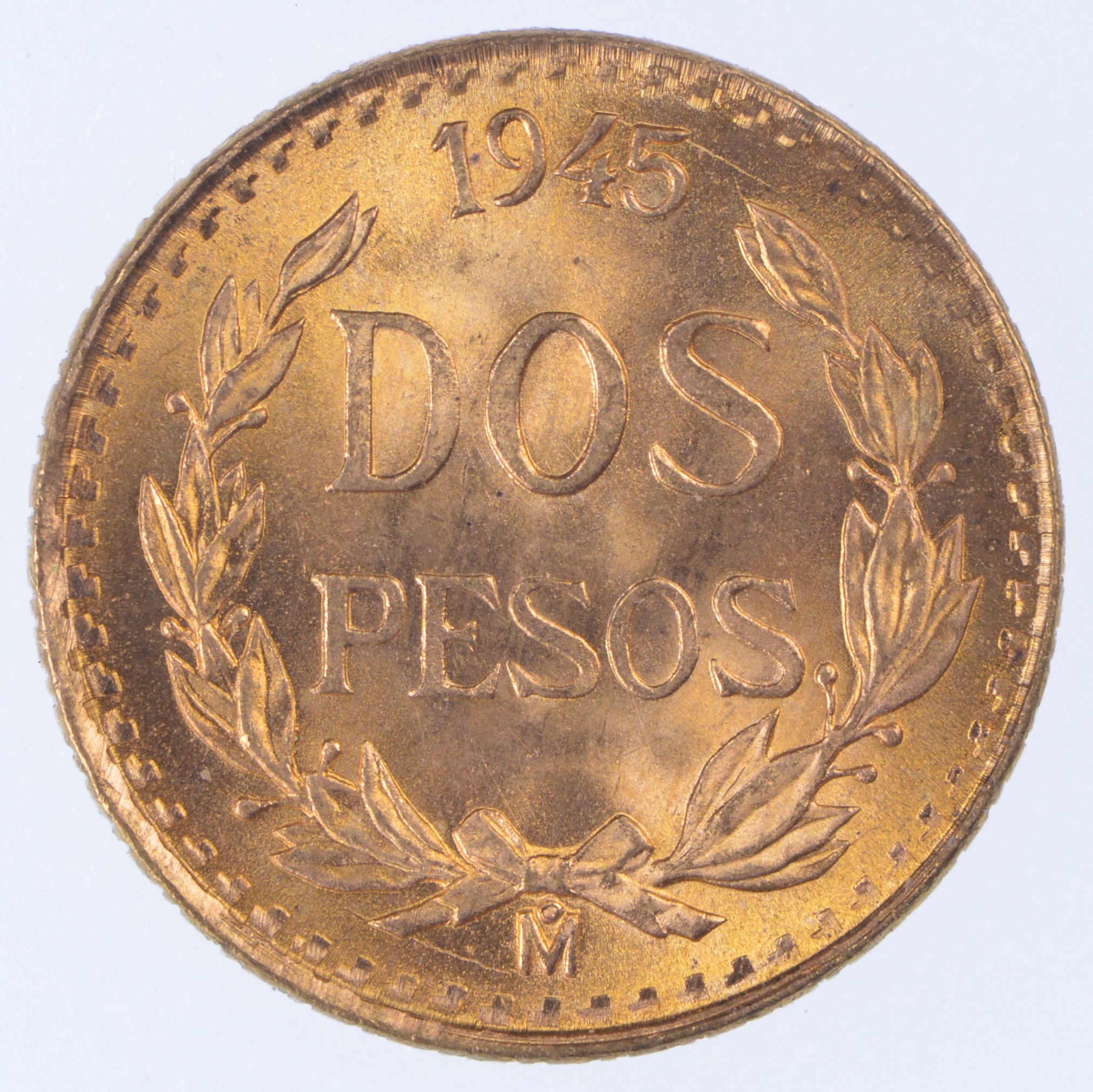 World Gold: 1945 Mexico 2 Pesos Gold Coin AGW .0482 oz | Property Room