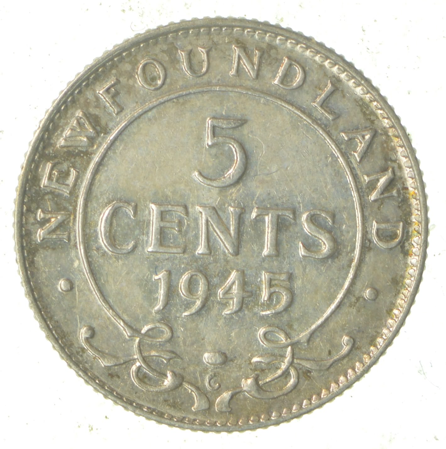 World Silver - 1945 Newfoundland 5 Cents | Property Room