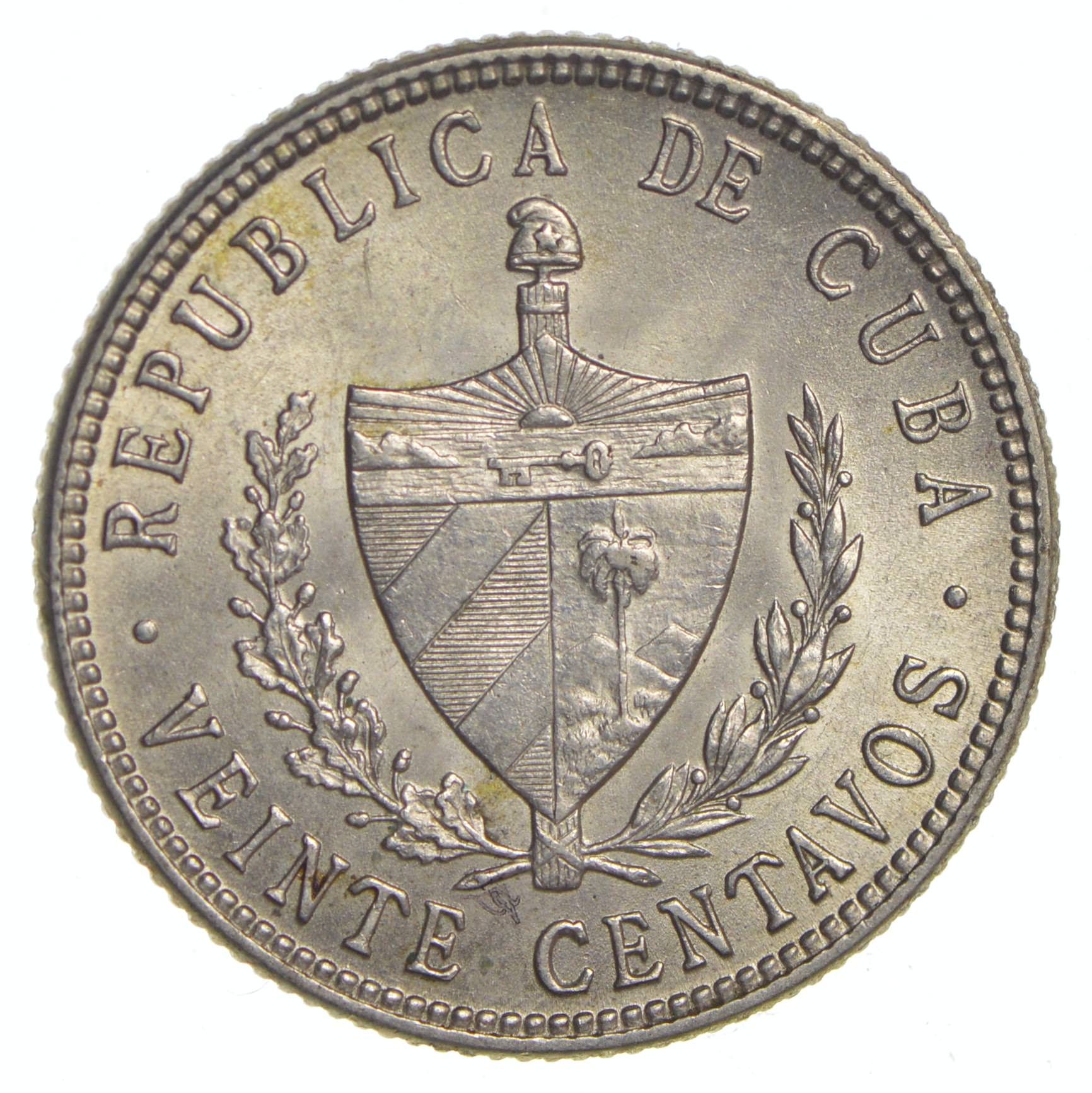 World Silver - 1948 Cuba 20 Centavos - 5.0 Grams | Property Room