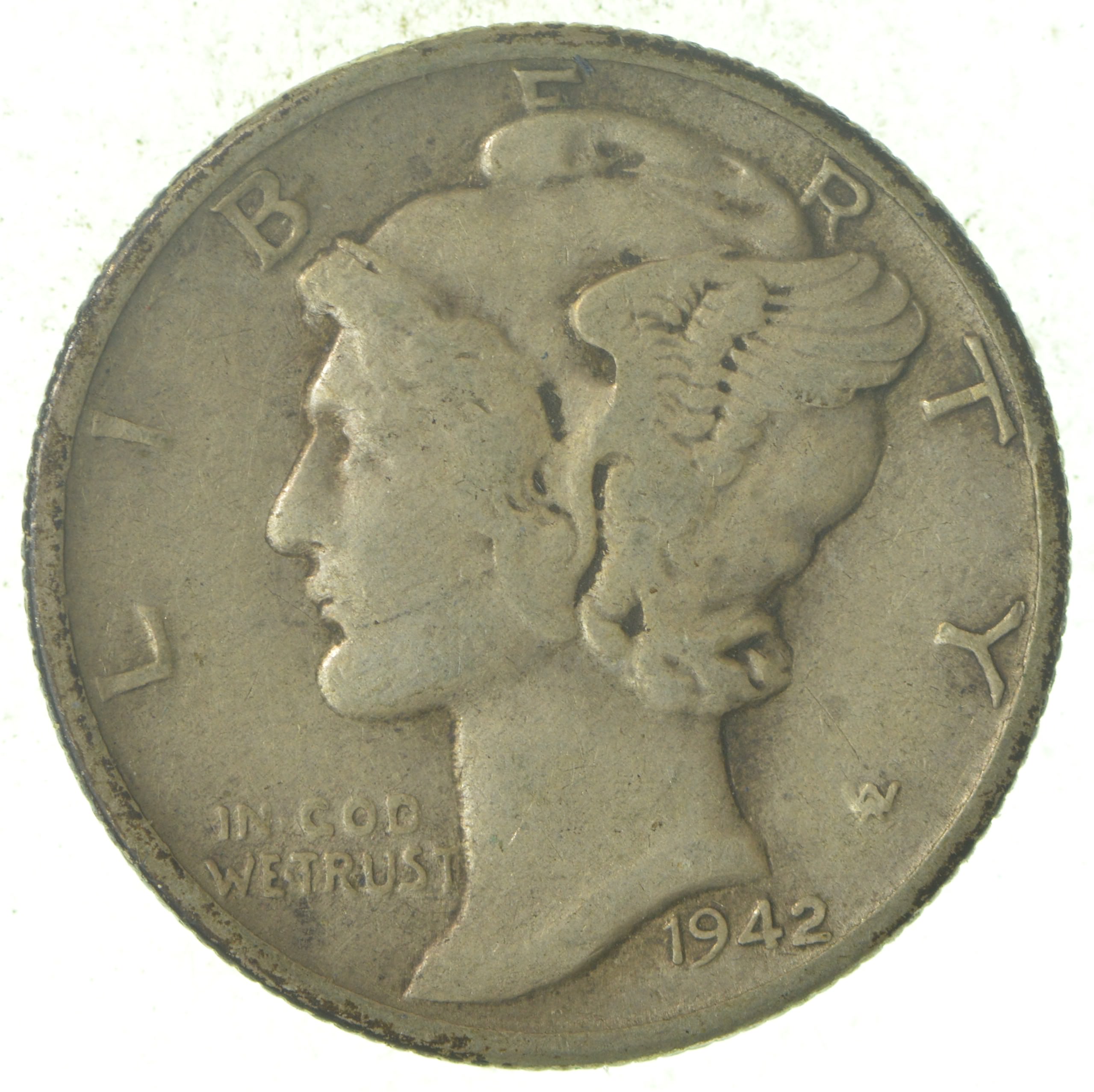 World War 2 WWII Era Mercury 90% Silver Dime - Neat! - 1942 | Property Room