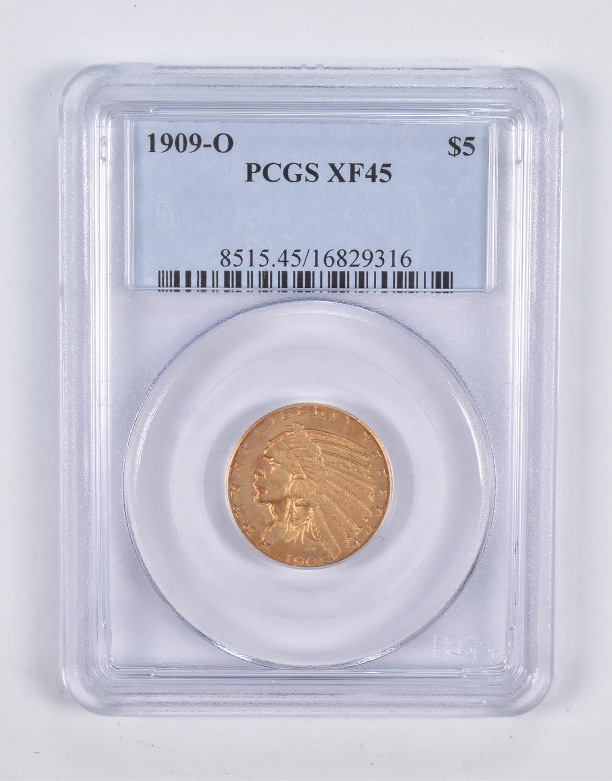 XF45 1909-O $5 Indian Head Gold Half Eagle PCGS | Property Room