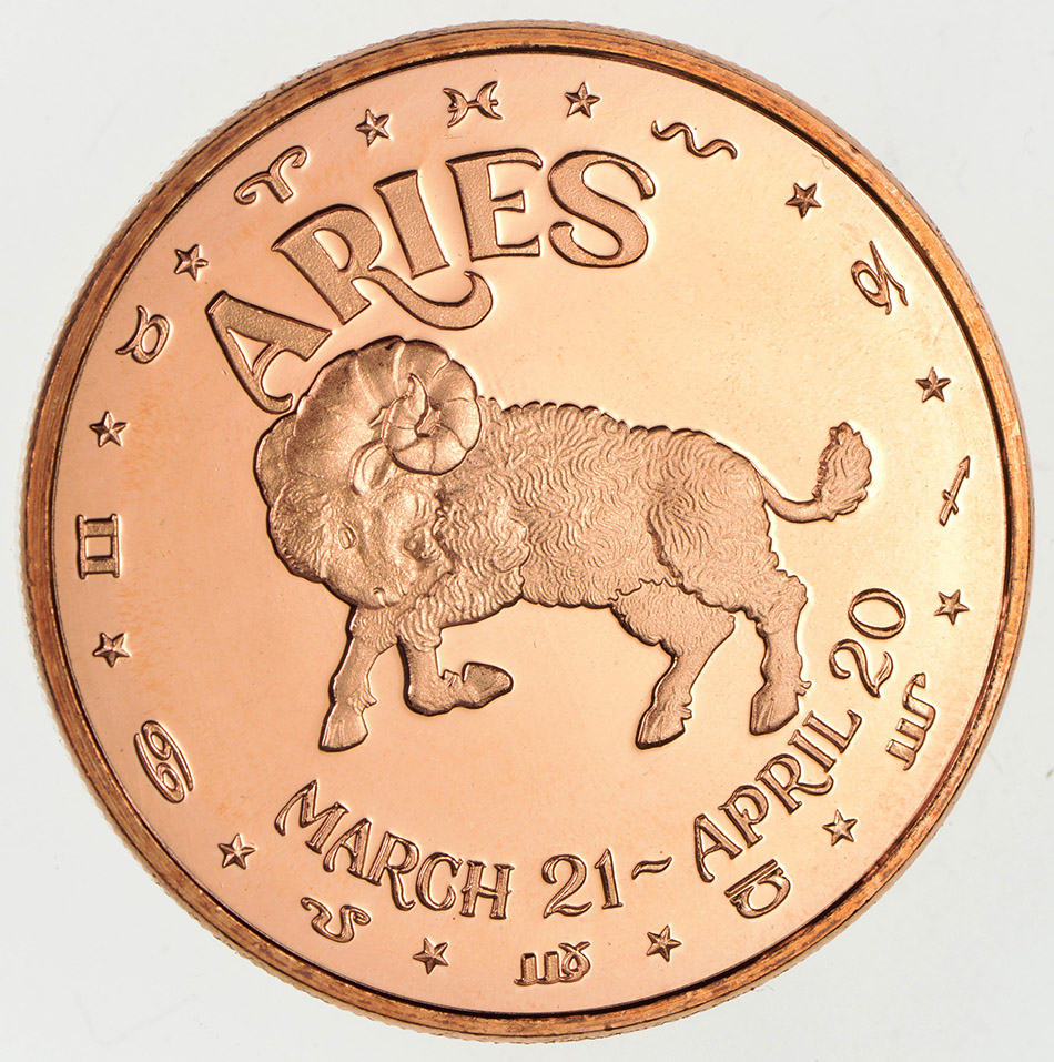 Zodiac - Aries - One Oz .999 Fine Copper Round - Limited Edition ...