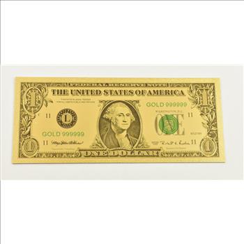 $1 Federal Reserve Note - 24K Gold Bank Note - Rare | Property Room