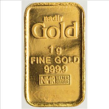 1 Gram Solid 999.9 Fine Gold Bar - Nadir | Property Room