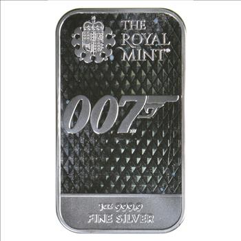 1 OZ 9999 SILVER BAR JAMES BOND 007 DIAMONDS ARE FOREVER THE ROYAL MINT ...