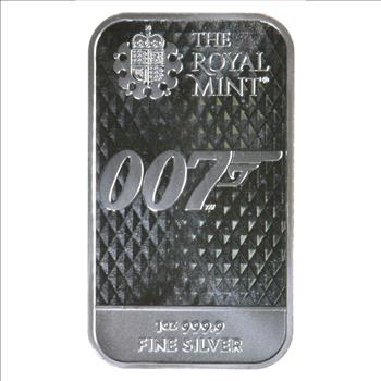 1 OZ 9999 SILVER BAR JAMES BOND 007 DIAMONDS ARE FOREVER THE ROYAL MINT ...