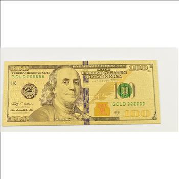 $100 Federal Reserve Note - 22K Gold Bank Note - Rare | Property Room