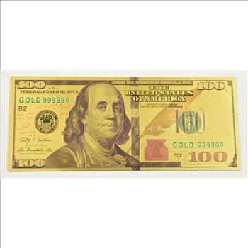 $100 Federal Reserve Note - 22K Gold Bank Note - Rare | Property Room