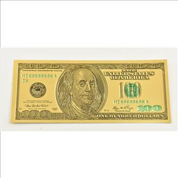 $100 Federal Reserve Note - 22K Gold Bank Note - Rare | Property Room