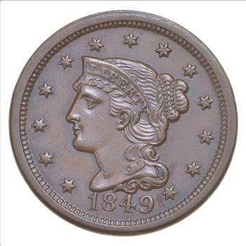 1849 Braided Hair Large Cent - N.14 - R3 | Property Room