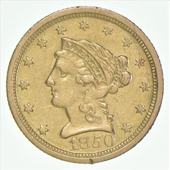 1850-O $2.50 Liberty Head Gold Quarter Eagle No motto Slant 5 ...