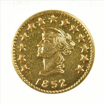 1852 Liberty Head Round California Gold Rush Souvenir Token | Property Room
