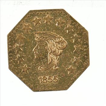 1855 Liberty Head Octagonal California Gold Rush Souvenir Token ...