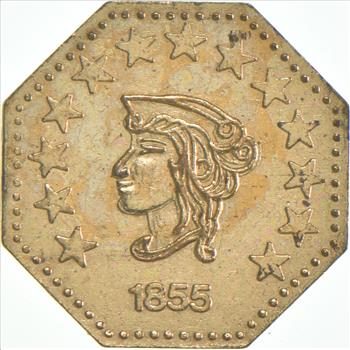 1855 Liberty Octagonal California Gold Rush Souvenir Token | Property Room