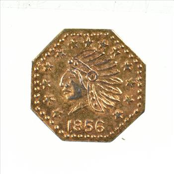 1856 Indian Head Octagonal California Gold Rush Souvenir Token ...