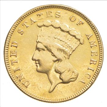 1858 $3.00 Indian Princess Head Gold Three Dollars | Property Room