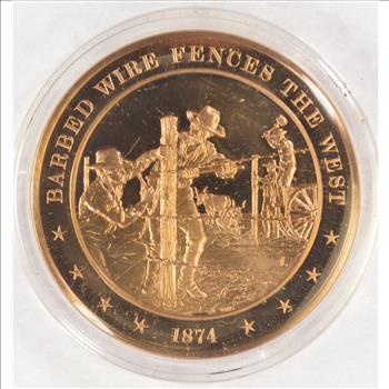1874 Barbed Wire Fences The West - Bronze Historic Commemorative Medal ...