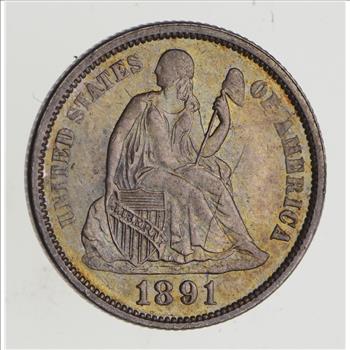 1891 Seated Liberty Silver Dime - Uncirculated | Property Room