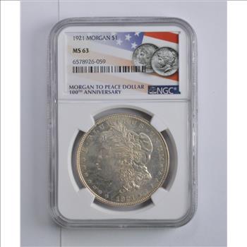 1921 - MS63 Morgan Silver Dollar Special 2021 100th Label NGC | Property Room