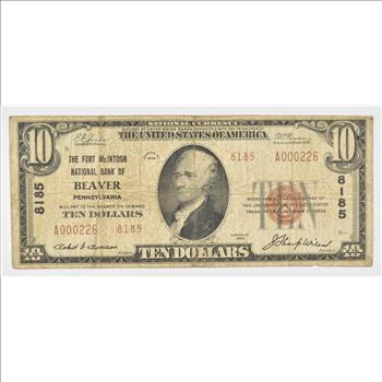 1929 $10 Beaver, PA United States National Currency - 8185 | Property Room