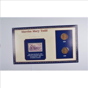 1929 & 1930 Lincoln Wheat Cents With Commemorative Stamp - Mary Todd ...