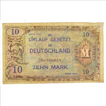 1944 Germany Deutschland Umlauf Gesetzt 10 Zehn Mark (WWII, Allied ...