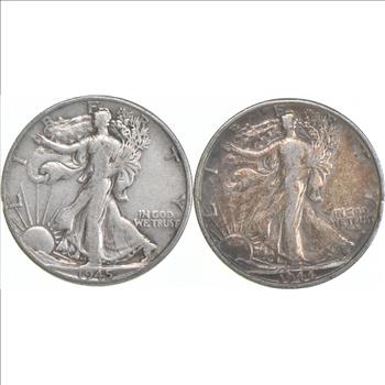 1945-D & 1944-D Walking Liberty Half Dollars 90% Silver $1 Face Lot Collection | Property Room