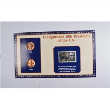 1959 & 1960 Lincoln Memorial Cents With Commemorative Stamp - 16th ...
