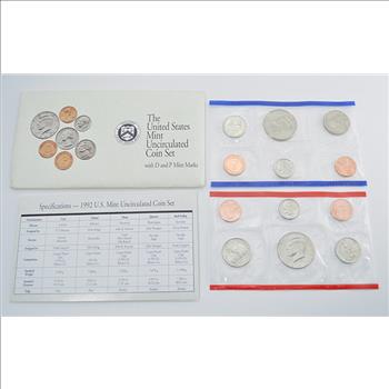 1992 Official U.S. Uncirculated Coin Mint Set - 10 Coins P & D ...