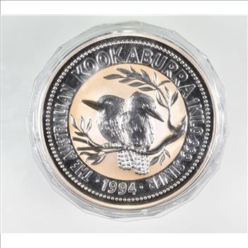 1994 Australia 30 Dollars - Kookaburra - 1 Kilo .999 Fine Silver ...
