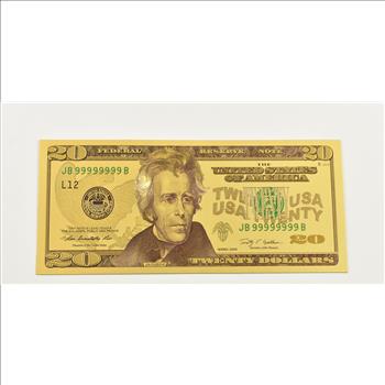 $20 Federal Reserve Note - 22K Gold Bank Note - Rare | Property Room