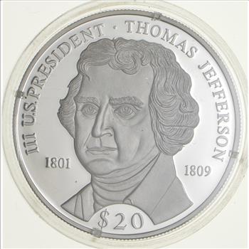 2000 Thomas Jefferson Commemorative $20.00 Face Value 20 Grams .999 ...