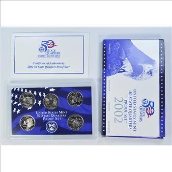 2002-S 5 Coin State Quarter Proof Set w/ Box & COA | Property Room