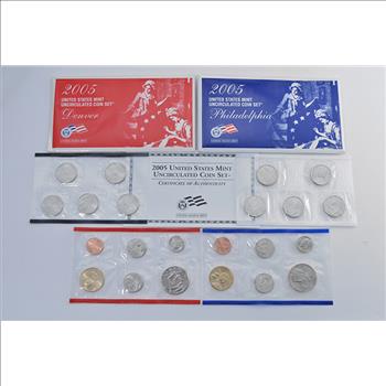 2005 Official U.S. Mint Set P & D - 22 Uncirculated Coins with Satin ...