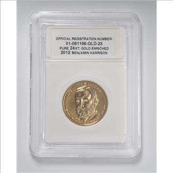 2012 Benjamin Harrison Presidential Dollar - 24KT Gold Enriched ...