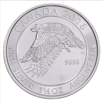 2016 1.5 oz Canada Silver White Falcon $8 Coin .9999 Fine Brilliant ...