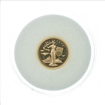 2017 Cook Islands 5 Dollars - 1/10 Oz. .24 Pure Gold Standing Liberty ...