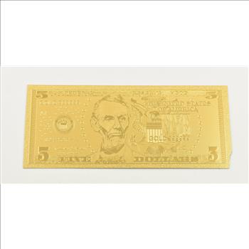 $5 Federal Reserve Note - 24K Gold Bank Note - Rare | Property Room