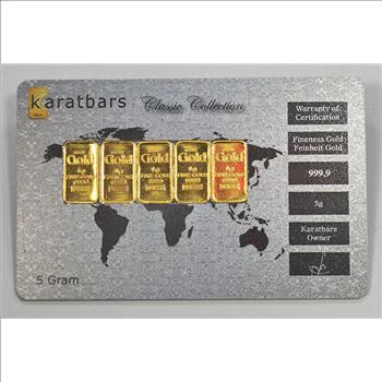 5 Grams .999 Fine Gold 5 x 1 Gram Bars That can be Separated - w/ Assay ...