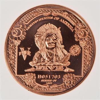 $5.00 Indian Note - Currency Tribute Series - 1 Oz .999 Fine Copper ...