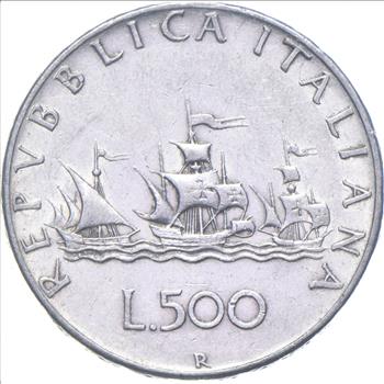 500 Lire 1959 Italy Silver Coin // Santa Maria / Ship | Property Room