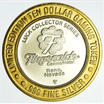 .999 Fine Silver Center *Fitzgeralds Casino/Hotel - Reno, NV* Chip $ 10 ...