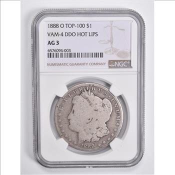 AG3 1888-O Morgan Silver Dollar TOP 100 VAM 4 DDO Hot Lips NGC Lowball ...