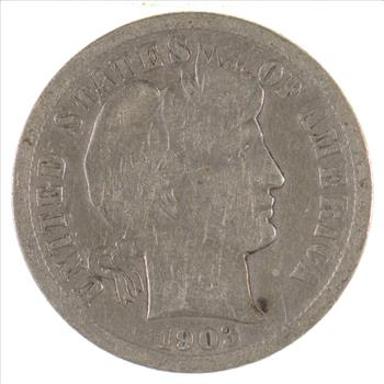 Better 1903 US Barber Liberty Silver Dime Coin Collection Lot Set Break | Property Room