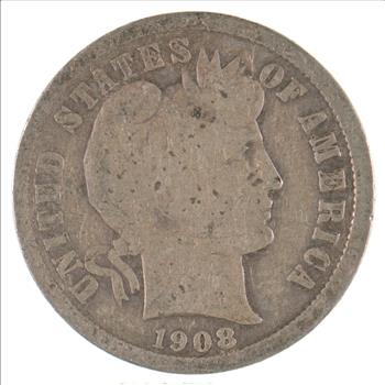 Better 1908 US Barber Liberty Silver Dime Coin Collection Lot Set Break | Property Room