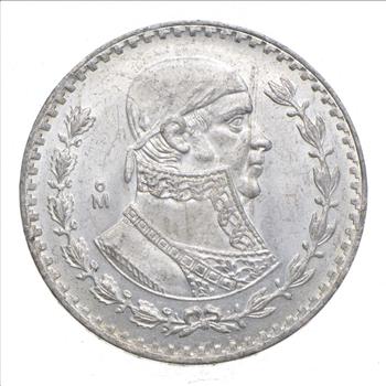 Choice Uncirculated - 1960 Mexico Mexican Un Peso Silver Coin - LARGE ...